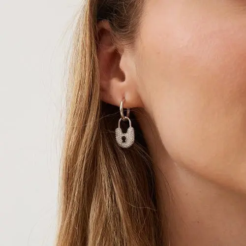 SPERO LONDON Sterling Padlock Hoop Earrings