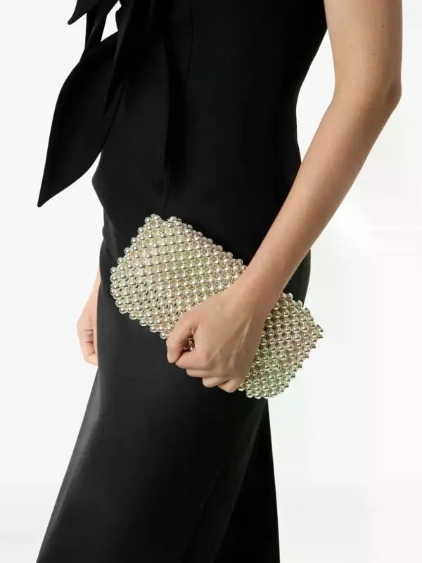 0711 TBILISI Clover Beaded Clutch - Silver