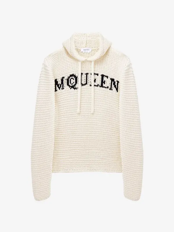 Alexander McQueen Textured Logo Cropped Hoodie