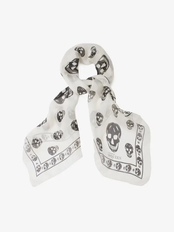 Alexander McQueen Classic Silk Skull Scarf - Ivory/black