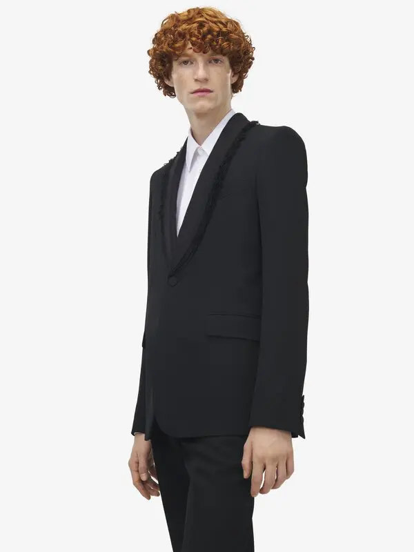 Alexander McQueen Frayed Lapel Single-breasted Jacket