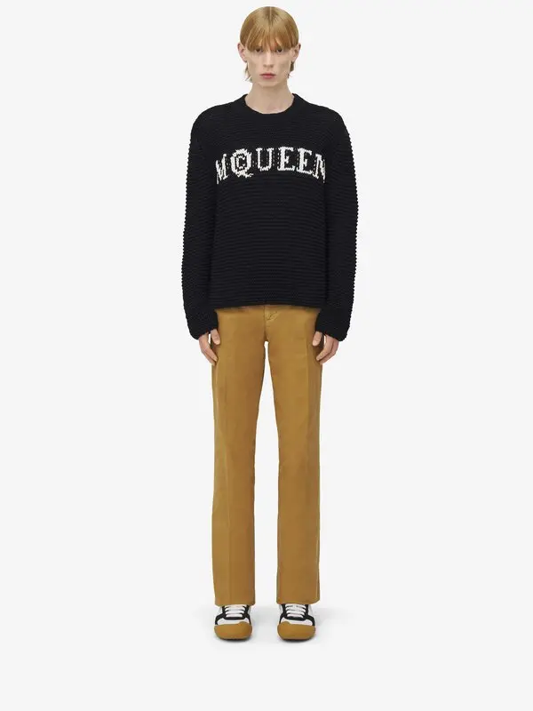 Alexander McQueen Textured Jumper With Logo - Black