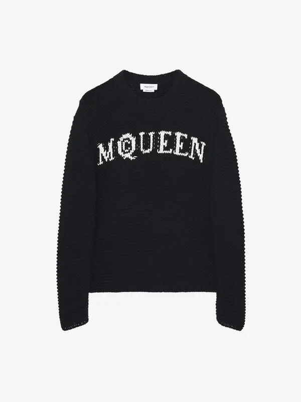 Alexander McQueen Textured Jumper With Logo - Black