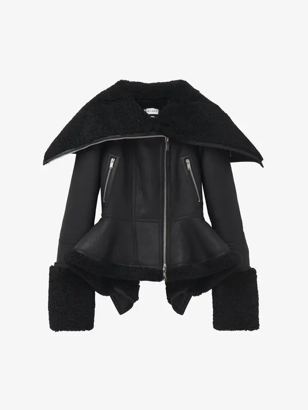 Alexander McQueen Shearling Peplum Jacket