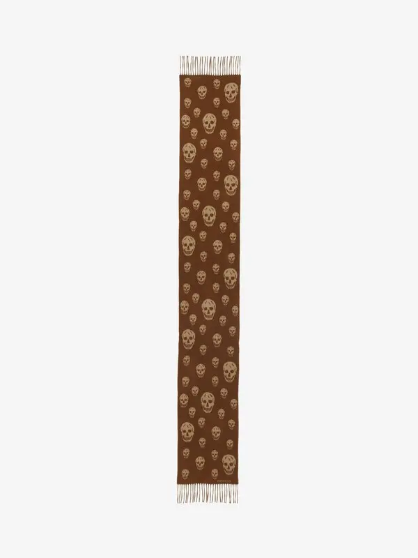 Alexander McQueen Double Face Skull Scarf - Light Brown/camel