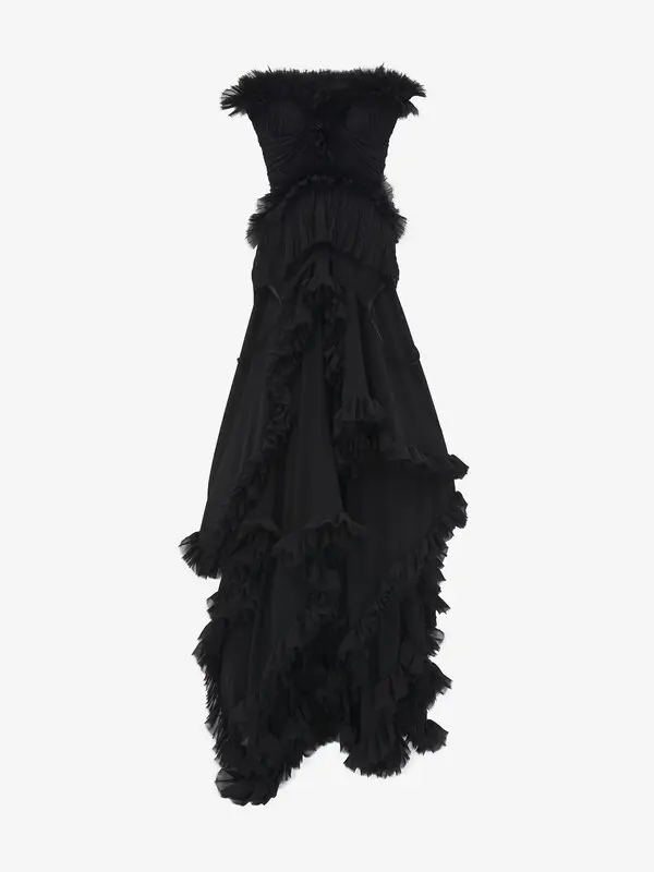Alexander McQueen Ruffled Evening Dress - Black