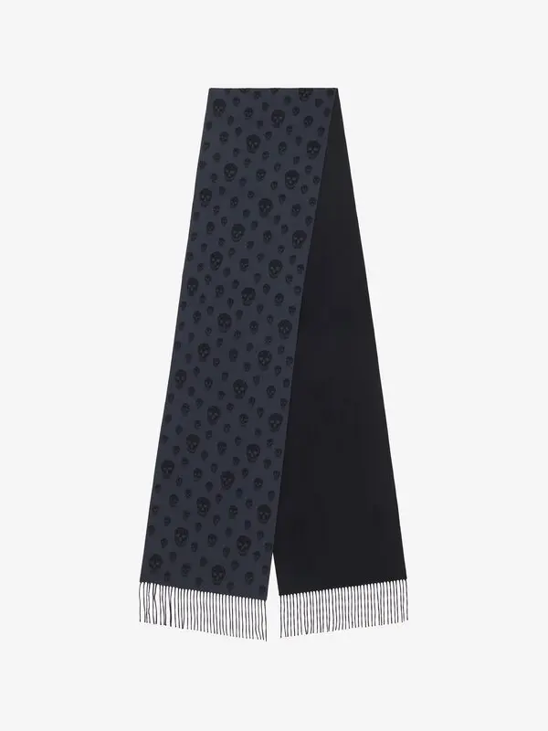 Alexander McQueen Double Face Skull Scarf - Graphite/black