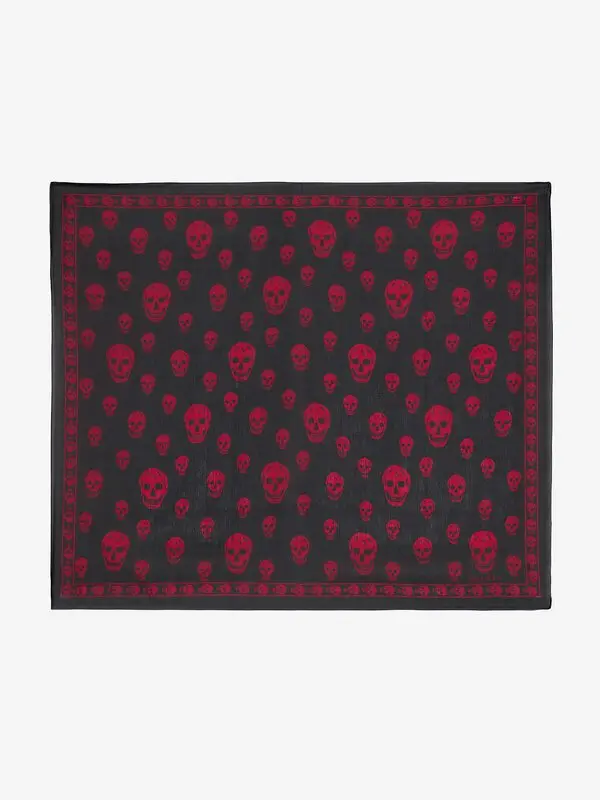 Alexander McQueen Classic Skull Foulard - Black/red