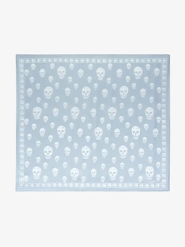Alexander McQueen Classic Silk Skull Scarf - Blue