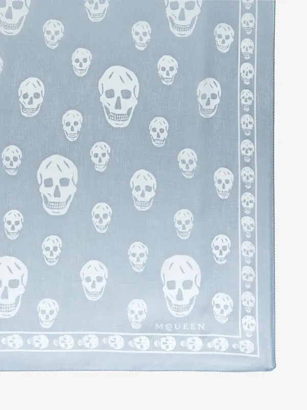 Alexander McQueen Classic Silk Chiffon Skull Scarf - Blue