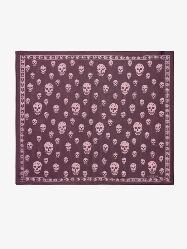 Alexander McQueen Classic Skull Foulard - Burgundy