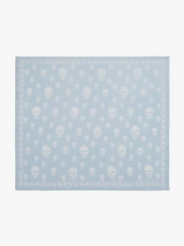 Alexander McQueen Classic Skull Foulard - Light Blue