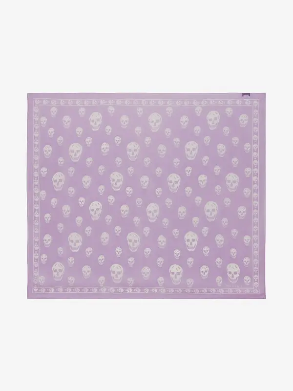 Alexander McQueen Classic Skull Foulard - Lilac/ivory