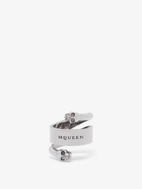 Alexander McQueen Twin Skull Ring - Antique Silver