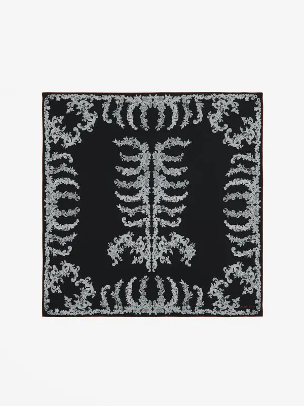 Alexander McQueen Lace Ribcage Foulard - Black/red