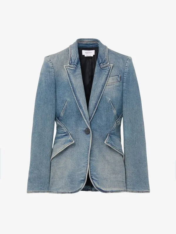Alexander McQueen Stretch Denim Jacket - Washed Blue