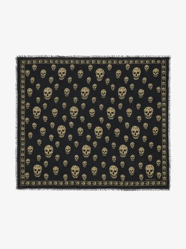 Alexander McQueen Classic Skull Foulard - Black/light Brown