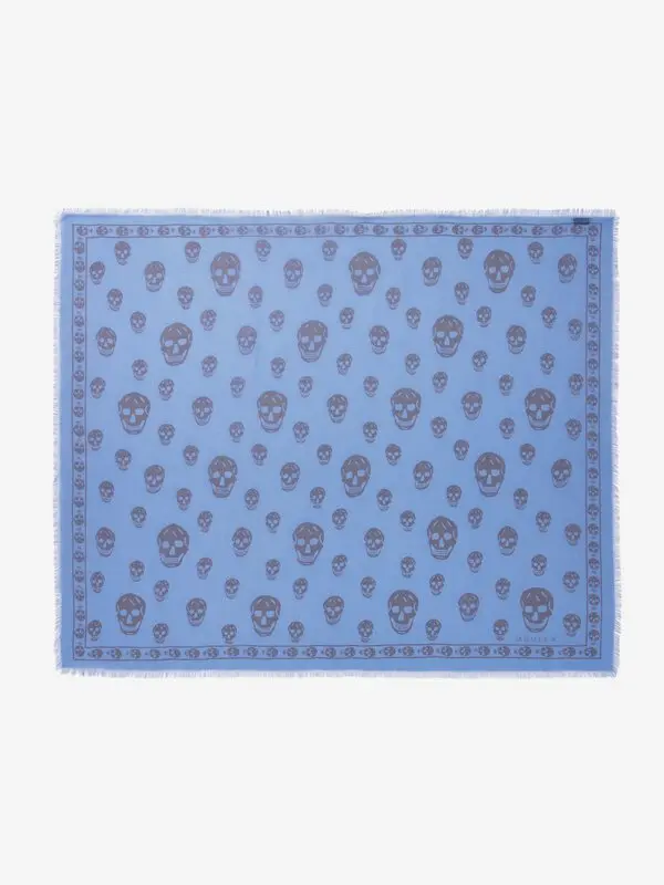 Alexander McQueen Classic Skull Foulard - Blue