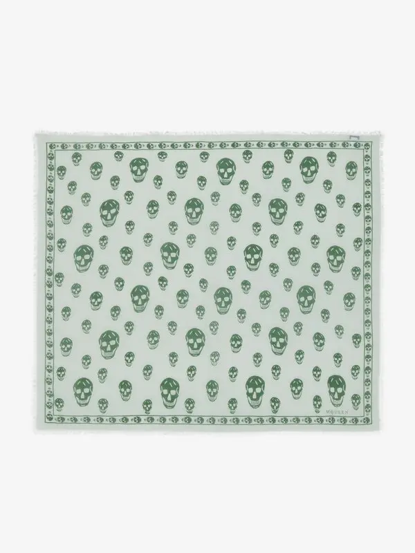 Alexander McQueen Classic Skull Foulard - Dark Green