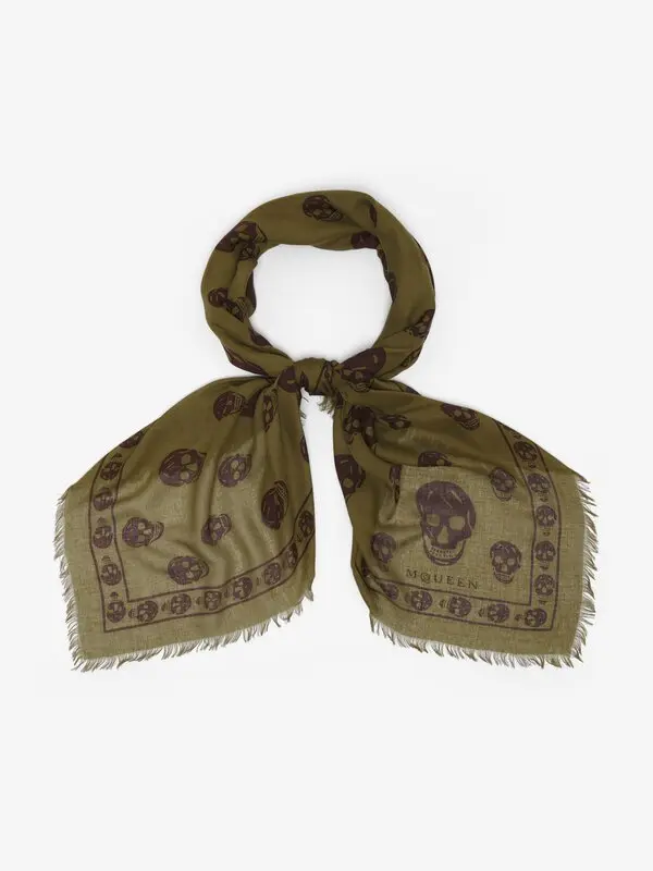 Alexander McQueen Classic Skull Foulard - Green