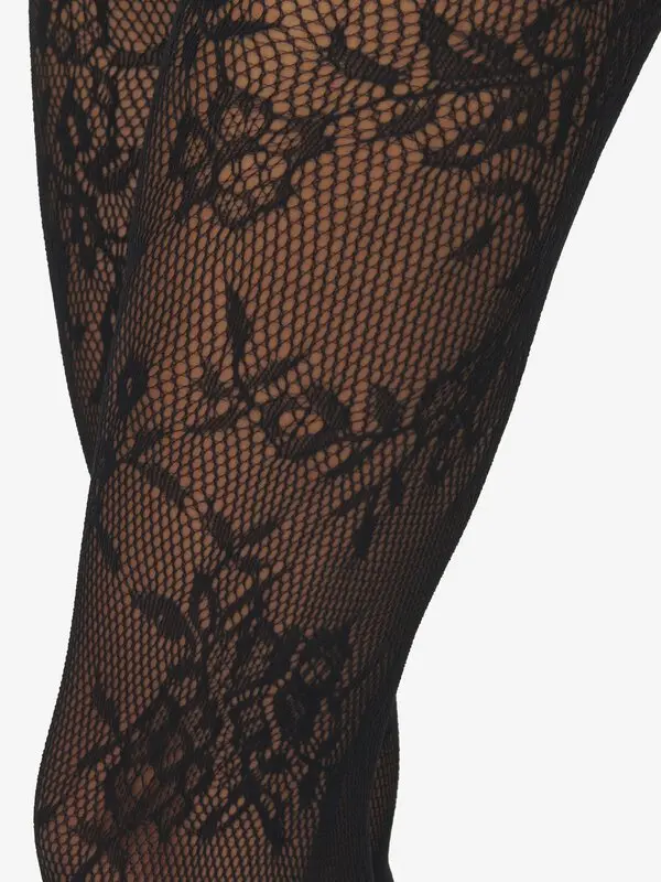 Alexander McQueen Floral Lace Tights - Black