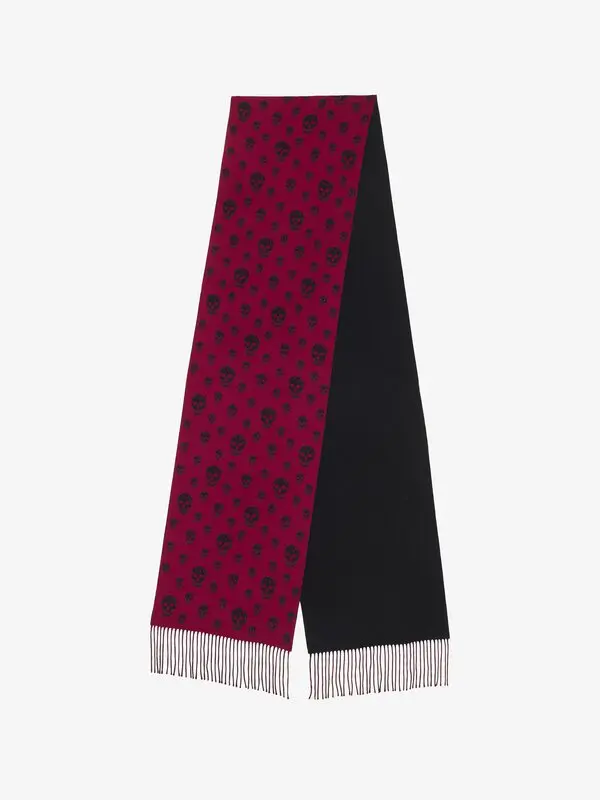 Alexander McQueen Double Face Skull Scarf - Crimson/black