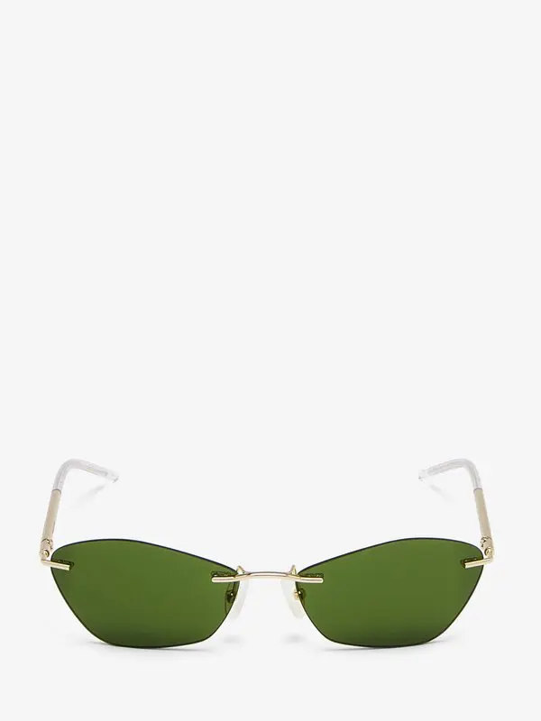 Alexander McQueen T-bar Slim Sunglasses - Gold/green