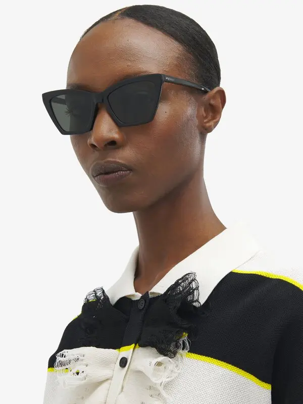 Alexander McQueen Geometric Cat-eye Sunglasses - Black/smoke