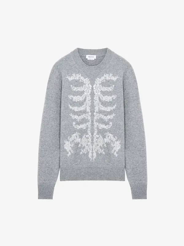 Alexander McQueen Lace Ribcage Embroidery Jumper