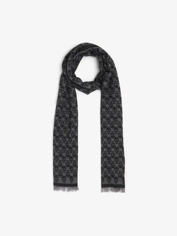 Alexander McQueen Skull Monogram Scarf - Black/grey