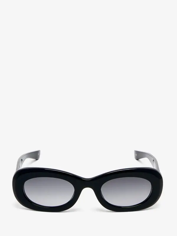 Alexander McQueen Logo Oval Sunglasses - Black/grey