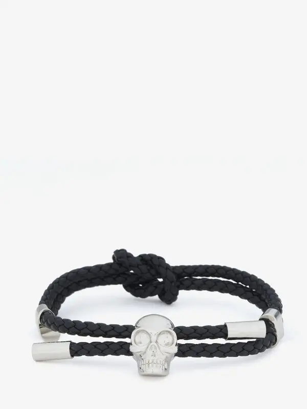 Alexander McQueen Skull Leather Bracelet - Black