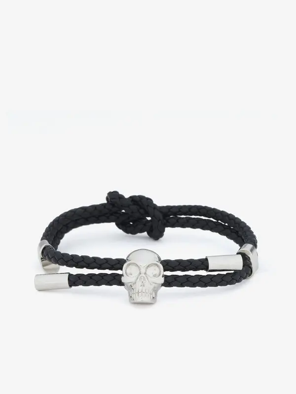 Alexander McQueen Skull Leather Bracelet - Black