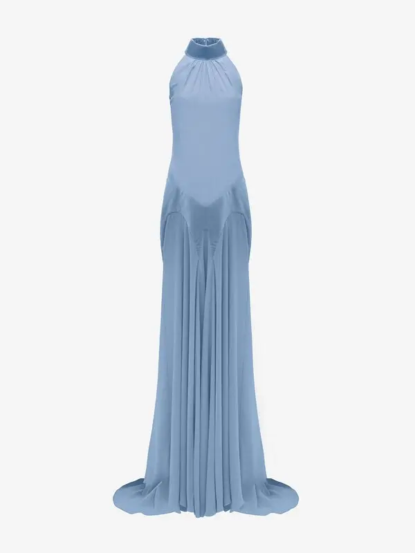 Alexander McQueen Silk Georgette Evening Dress - Blue