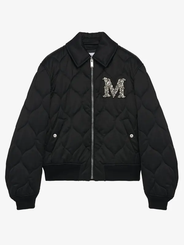 Alexander McQueen Crystal Logo Quilted Jacket - Black