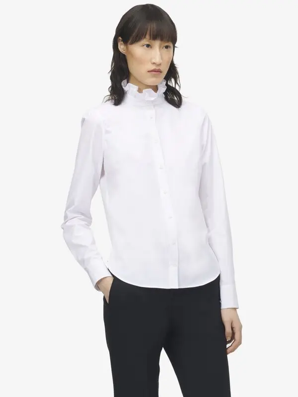 Alexander McQueen Ruffle Neck Poplin Shirt
