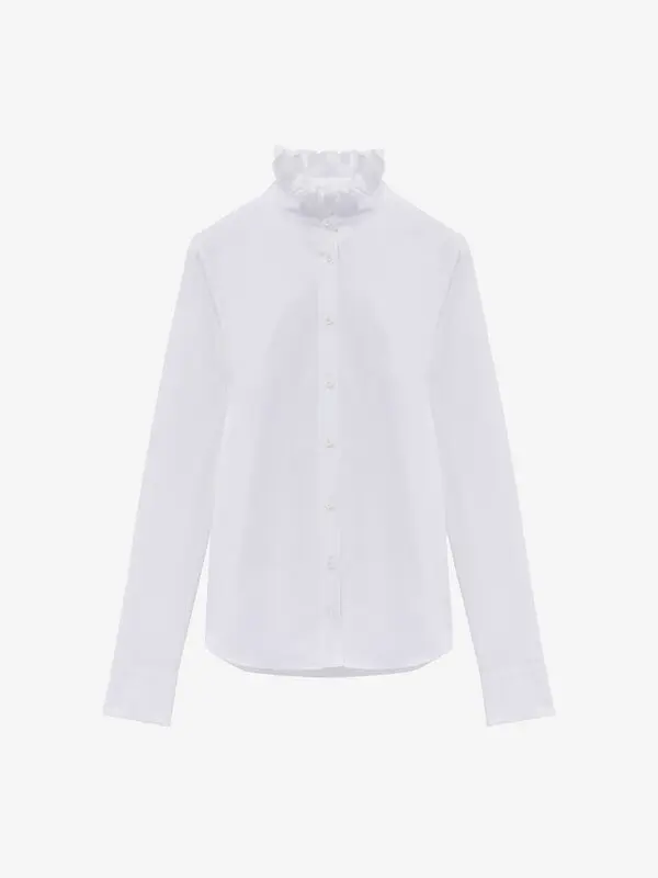 Alexander McQueen Ruffle Neck Poplin Shirt