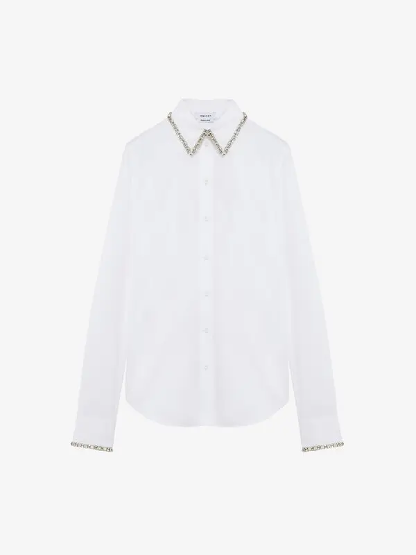 Alexander McQueen Crystal-embellished Cotton Poplin Shirt