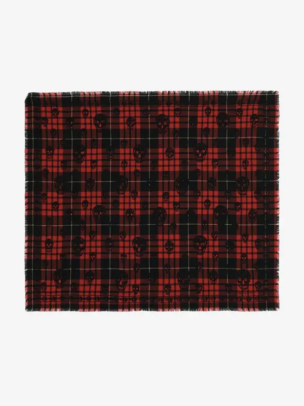 Alexander McQueen Tartan Skull Scarf - Red/black