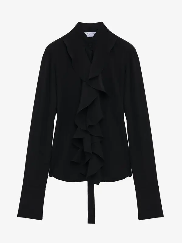 Alexander McQueen Ruffled Crêpe De Chine Shirt - Black