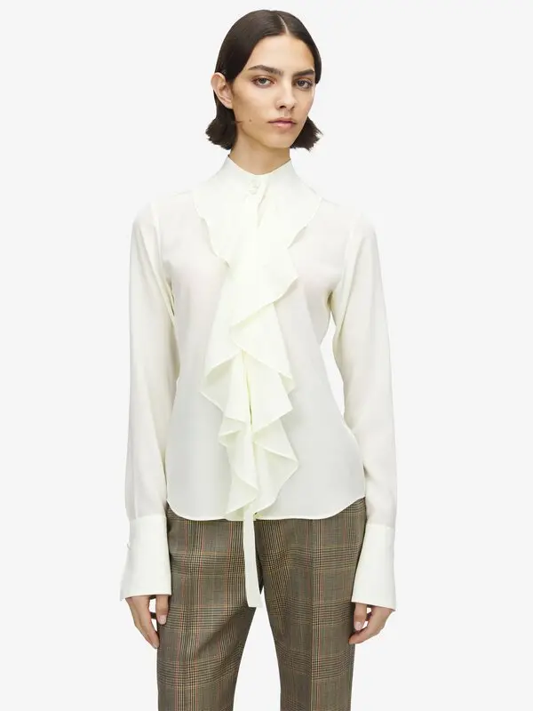 Alexander McQueen Ruffled Crepe De Chine Shirt - Cream