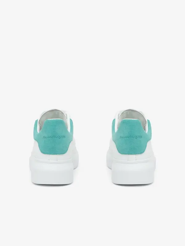 Alexander McQueen Oversized Calf Leather Sneakers With Suede Heel Counter - White/blue