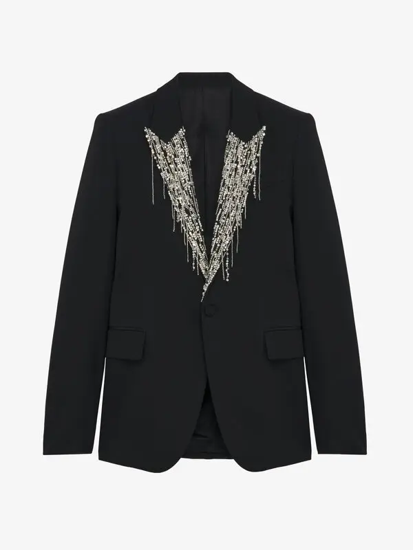 Alexander McQueen Crystal-embellished Single-breasted Jacket - Black