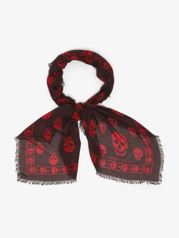 Alexander McQueen Classic Skull Scarf - Deep Red