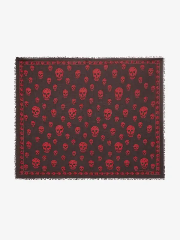 Alexander McQueen Classic Skull Scarf - Deep Red