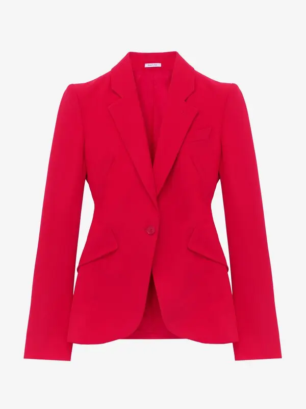 Alexander McQueen Single-breasted Leaf Crepe Jacket - Red