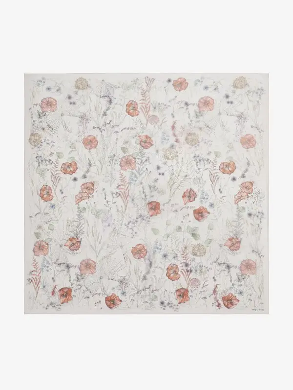 Alexander McQueen Spider Floral Scarf - Ivory/red