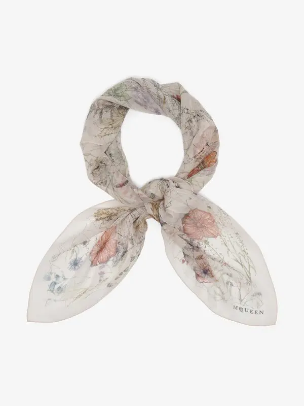 Alexander McQueen Spider Floral Scarf - Ivory/red