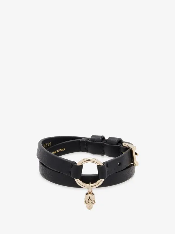 Alexander McQueen Skull Ring Double Wrap Bracelet - Black