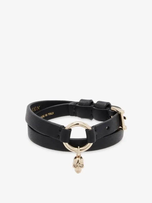Alexander McQueen Skull Ring Double Wrap Bracelet - Black